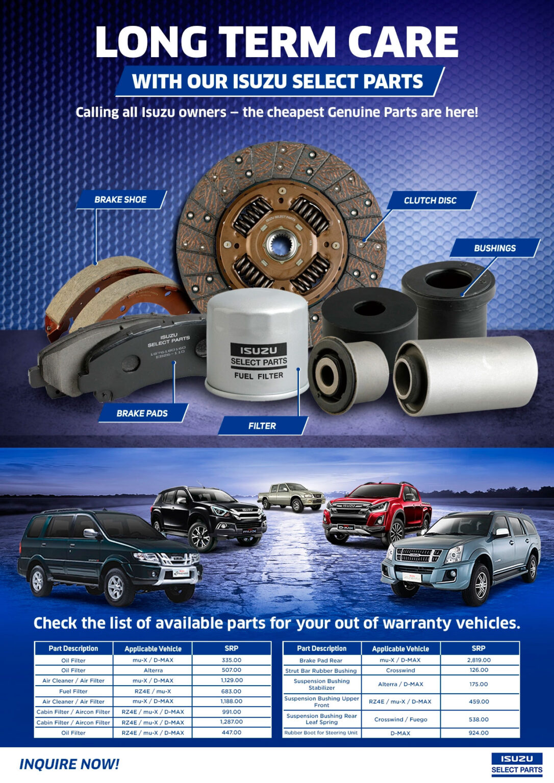 Go for ISUZU SELECT PARTS! | Gencars, Inc.